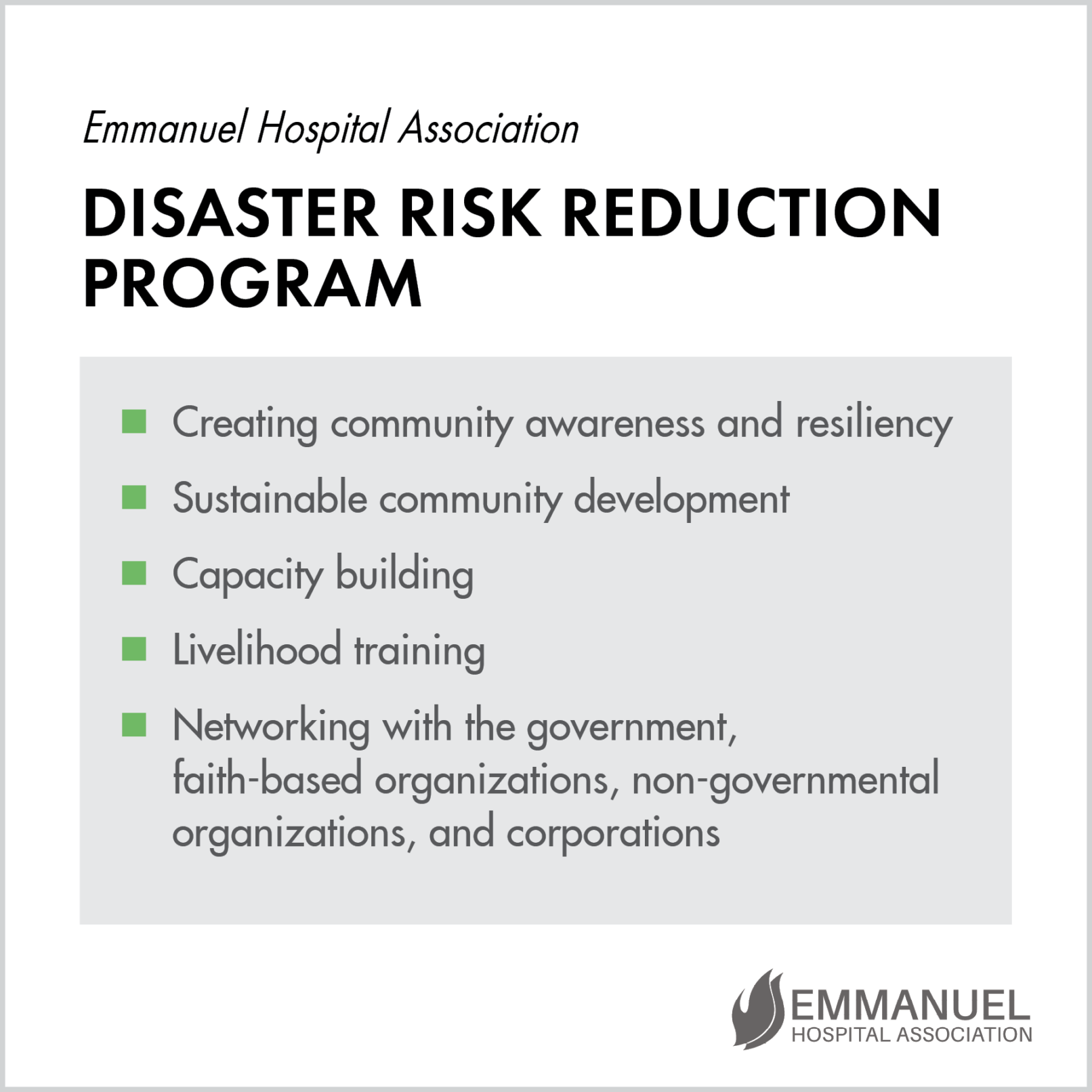 Disaster Management and Mitigation - Emmanuel Hospital Association